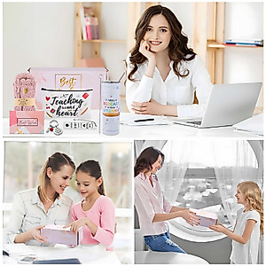 DHQH Best Teacher Christmas Gifts Teacher Appreciation Gifts Set Box,20 oz Insulated Tumbler for Women,Funny Thank You Mothers Day Gifts for Teachers