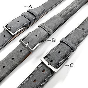 19000 Men's Suede Belt Genuine Leather Casual Dress Belt 1-3/8"(35mm) Wide (Gray, 34)