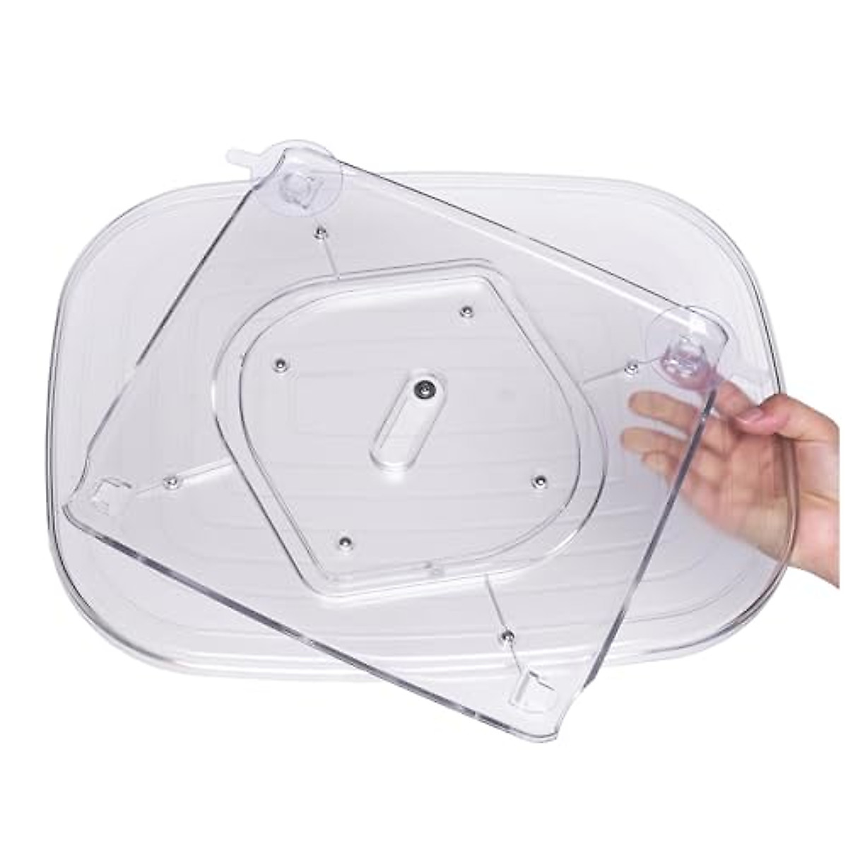 UPOGA Large Lazy Susan Rotating Turntable Organizer - for Kitchen, Pantry, Cabinet, Dining Table, Fridge, Countertop，Vanity - Spinning Food Storage Container for Spices, Condiments- Clear,15.9"x11.8"