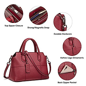 Kattee Genuine Leather Handbags for Women, Soft Hobo Satchel Shoulder Crossbody Bags Ladies Purses