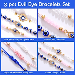 BONITTER Evil Eye Bracelets Best Friend Bracelets Matching Couple Bracelet for Bff Friendship Relationship Boyfriend Girlfriend Valentines Gift