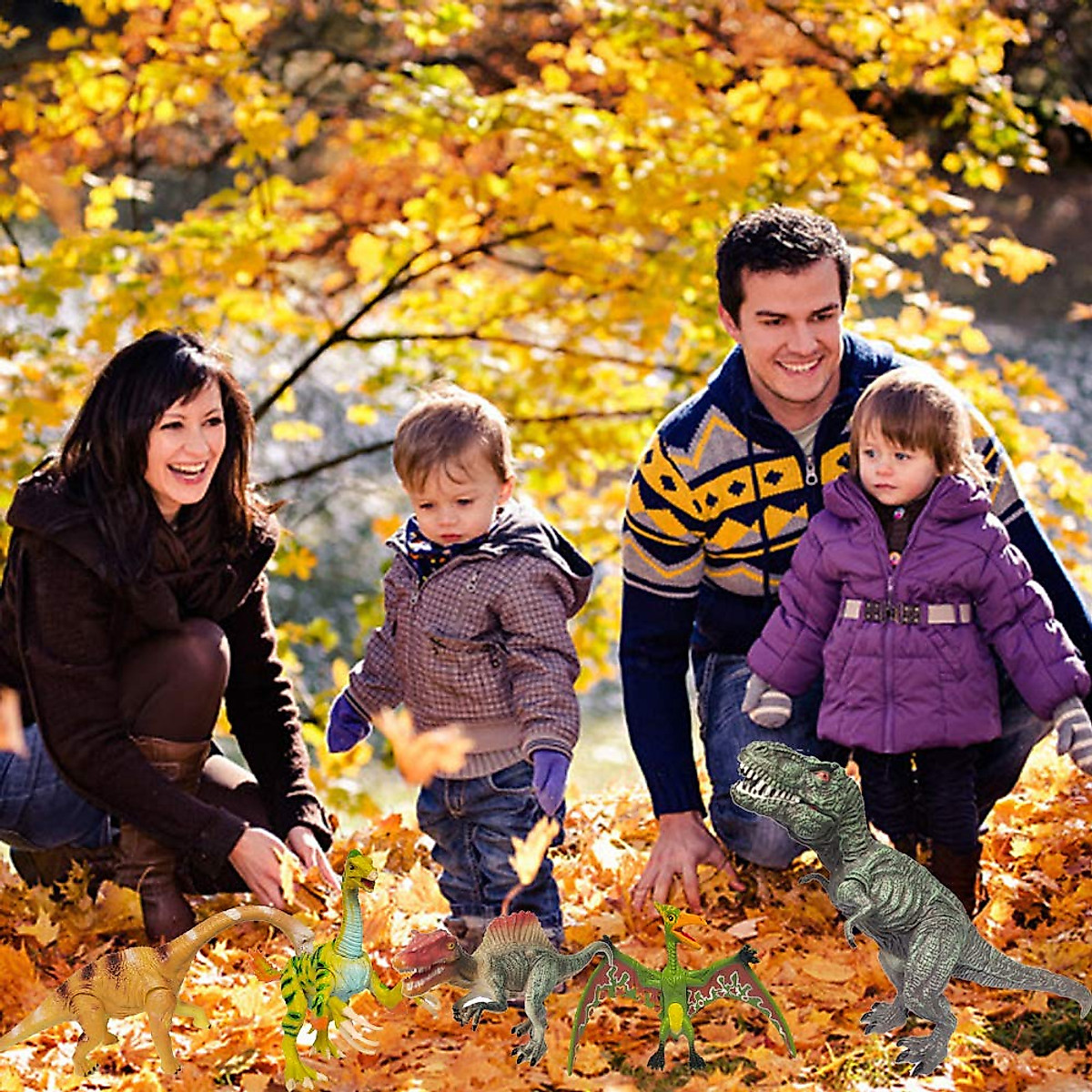 E EAKSON Dinosaur Toys for Kids and Boys Realistic Action Figures Educational,with Movable Jaws,Including T-Rex, Velociraptor Etc,14 Pcs, 6 to 10 Inches-Gift for Kids 3-7 Years Old