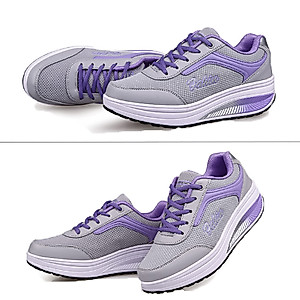 Lymphvity Womens lace-up Walking Shoes Arch Support Breathable Wedge Platform Sneakers Low-top Casual Light Weight Orthotic Sneakers for Plantar Fasciitis (5,Mesh-Pink,Female)