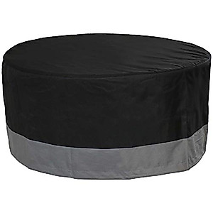 Sunnydaze Heavy Duty Round Outdoor Fire Pit Cover with Drawstring - 300D Polyester Material - Black/Gray - 48-Inch x 18-Inch