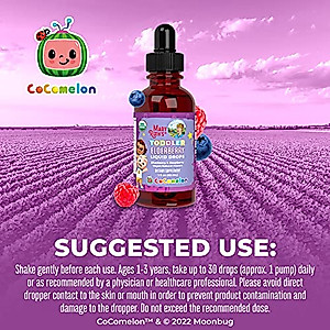 Cocomelon Elderberry Syrup for Toddlers by MaryRuth's | USDA Organic | Black Elderberry Liquid Drops for Immune Support | Blueberry Raspberry | Kids Ages 1-3 Years | Vegan | Non-GMO | 1 Oz