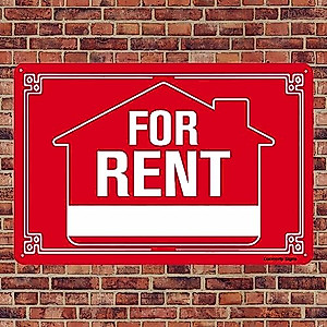 Locmorly Aluminum Sign, for Rent Sign, 12x16 Inch, Metal Sign for Outdoor House Business Rental Car Apartment