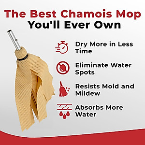 Shurhold 117 Deluxe Water Sprite Mop, Highly Absorbent Dry Mop, 1 3/8in PVA Strips