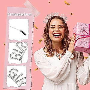 Birthday Headbands for Women Birthday Silver White Tiaras and Crowns for Women Girls Christmas Birthday Party Decorations Happy Birthday Princess Crown Rhinestone Happy Birthday Accessories Crown