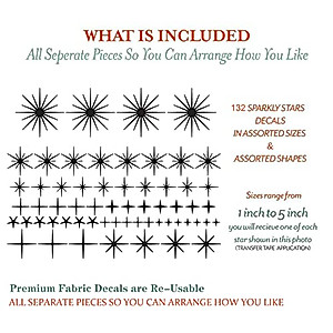 Star Twinkle Wall Stickers - Removable Wall Decals - Star Wall Decals, Space Wall Sticker, Space Theme Room Wall Decals (Black Star Wall)