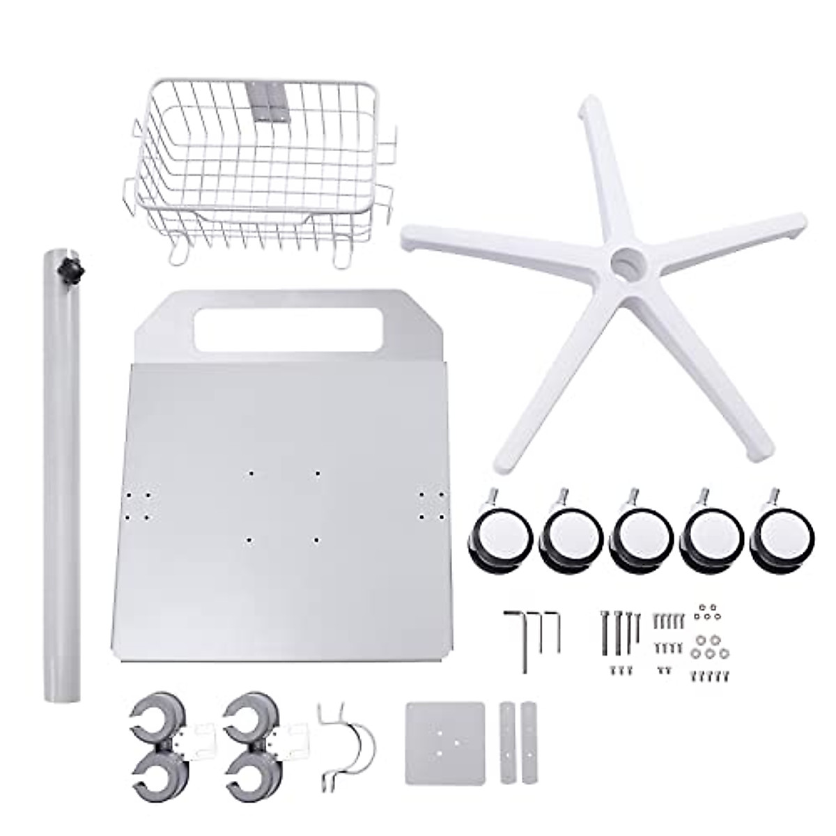 Mobile Trolley Cart Medical Cart with Wheels 33.46 * 43.71inch Height Adjustable Stainless Steel Dental Cart Rolling Desktop Lab Cart with 19.3 * 16.9inch Large Tabletop