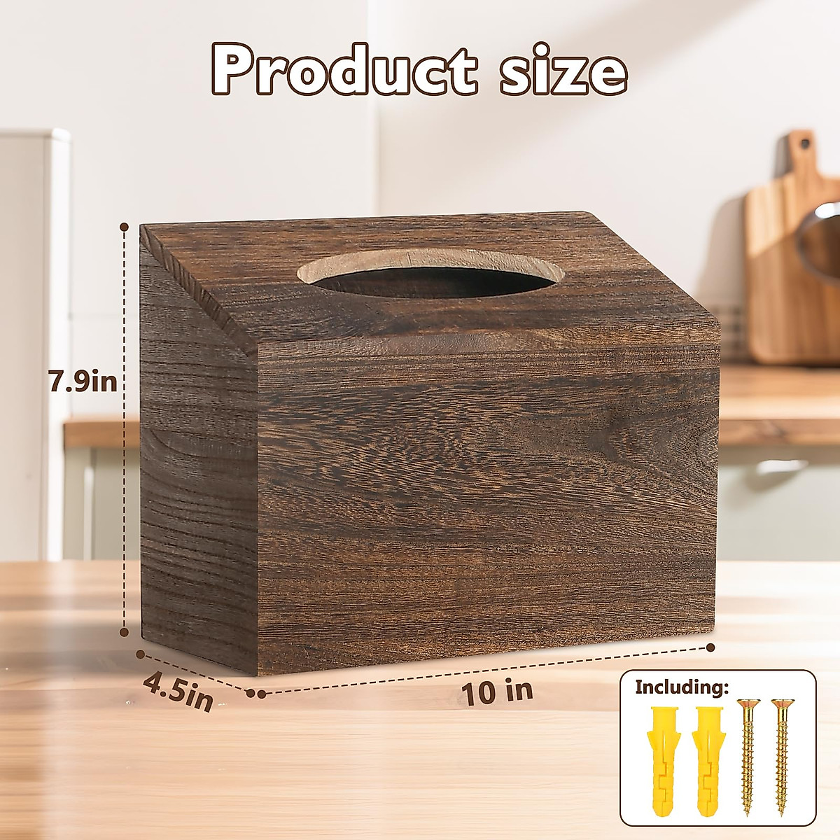 Hand Towel Box Cover Compatible with Kleenex Disposable Paper Hand Towels Wood Bathroom Paper Towel Holder for Tabletop, Bathroom, Office (Brown)