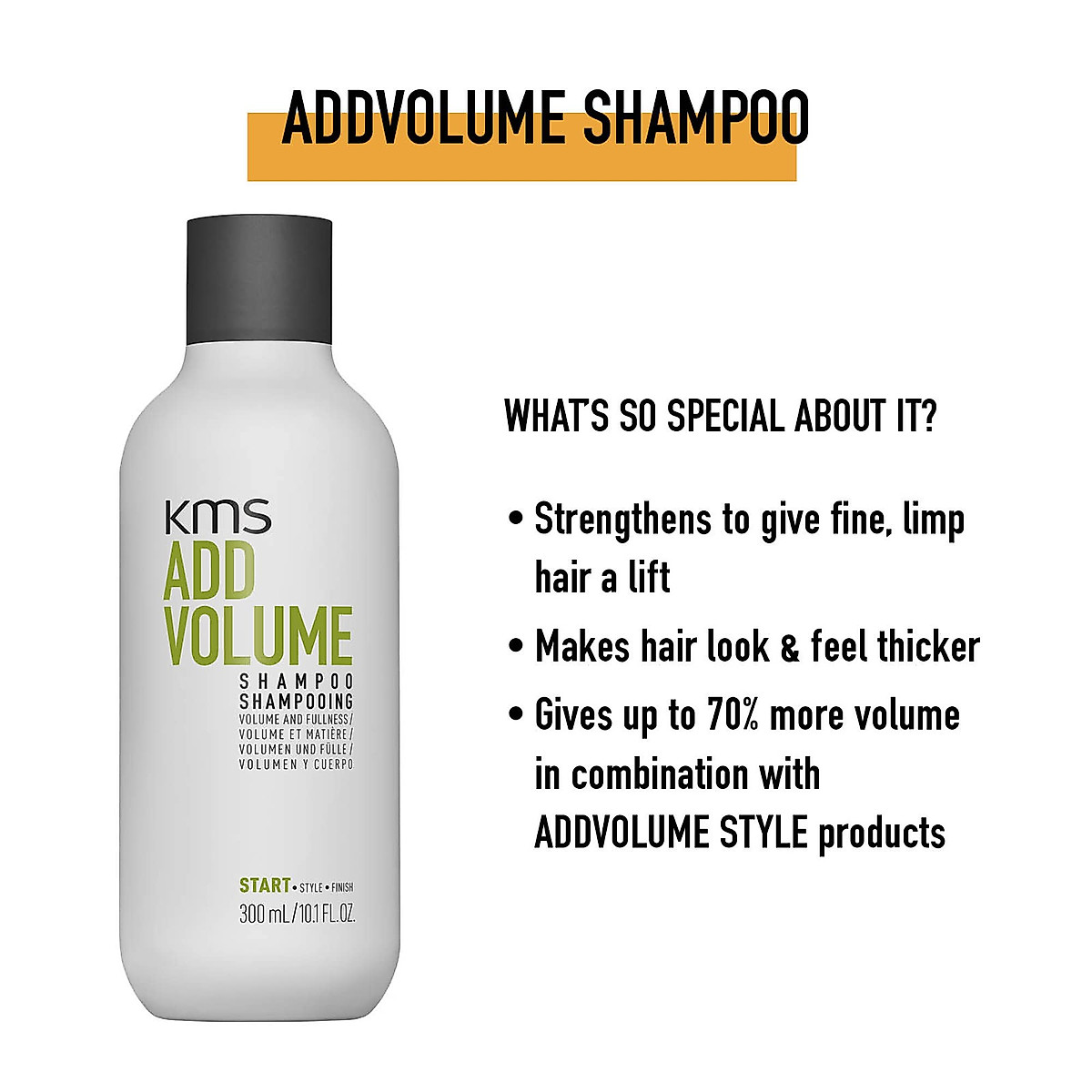 KMS ADDVOLUME Shampoo for fine weak hair, 10.1 oz