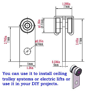 2 Wheel Trolley Assembly Rollers Two Bearing Trolley Assembly for 1-5/8" Wide and All 1-5/8" or Taller Strut Channel…