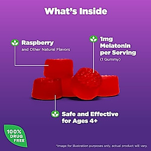 Natrol Kids Melatonin 1mg, Dietary Supplement for Restful Sleep, 140 Berry-Flavored Gummies, 140 Day Supply