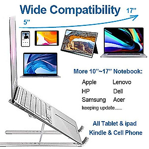 HONGO Laptop Stand, Aluminum Portable Monitor Tablet Stand Notebook Riser Foldable Ventilated with 7-Angels Adjustable, Lightweight Holder for MacBook Dell, HP, Lenovo More Laptops & Tablet