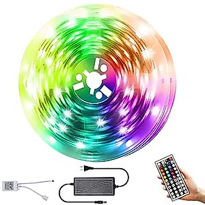 haffy 16.4ft LED Strip Lights RGB Color Changing 5050 LED Lights for Home Kitchen Room Christmas Dorm Room, Bar, with IR Remote Control