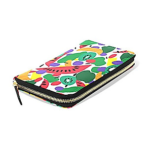 Womens Retro Fruit Pattern Long Wallet & Purse Case Card Holder