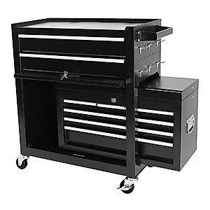 BouPower Tool Chest with 8 Drawers, Rolling Tool Cabinet with Wheels, Mobile Steel Tool Storage Organizer with Detachable Top Tool Box, for Warehouse&Workshop