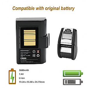 Replacement Battery for Zebra Qln220 Qln320 Zr638 Zq520 ZQ500 ZQ510 Printers,fits P1031365-025 P1031365-069 2600mAh
