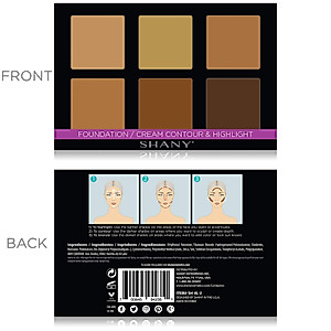 SHANY Foundation Cream Contour & Highlight Makeup Palette with Mirror - 6 Color Foundation Palette - FOUNDATION