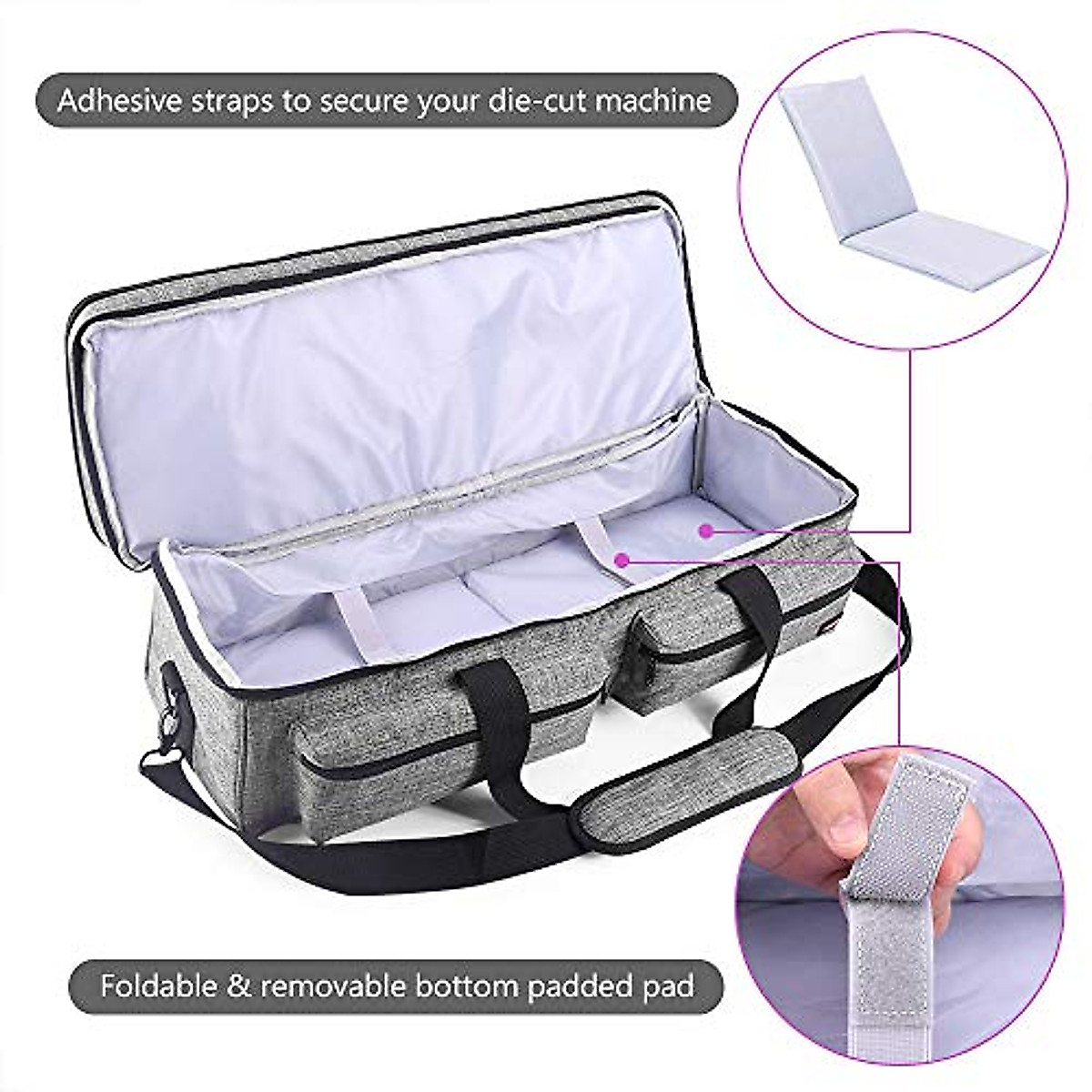 Suteck Double-Layer Carrying Bag for Cricut Explore Air (Air2), Tote Bag Compatible with Cricut Maker, Silhouette Cameo 3, Gray