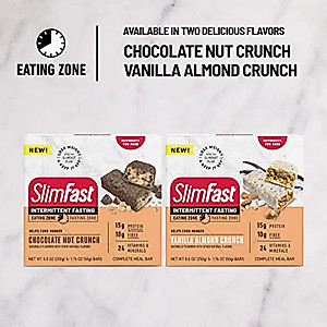 SlimFast Intermittent Fasting- Complete Meal Protein Bars, Vanilla Almond Crunch, 5 Bars (Pack of 1)