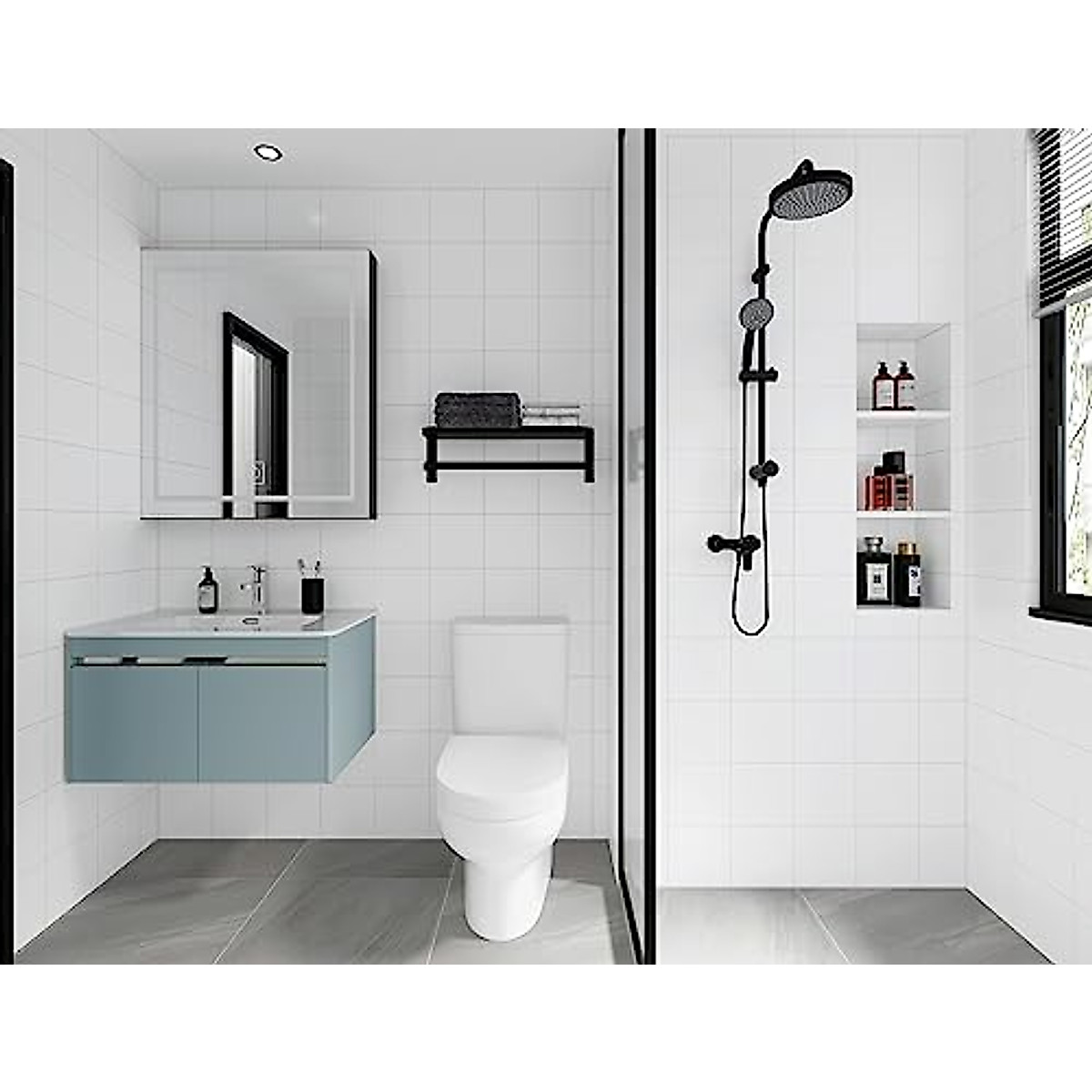 Ceramic Bathroom Vanity, Stainless Steel Bathroom Vanities, Waterproof Vanity, for Bathroom, Garage, and Garden (31.7" W, Includes Cold and Hot Faucet, Set of Accessories)