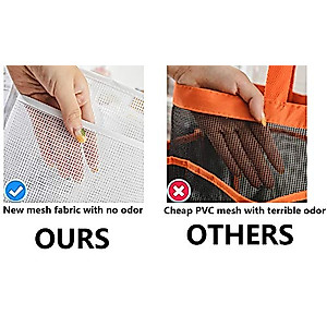 ALYER Mesh Shower Caddy Basket,Large Shower Bag Tote,Hanging Bath Toiletry Organizer with 1 Big Separated Inner Compartment and 6 Deep Outer Pockets (White)