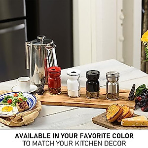 Stainless Steel Salt And Pepper Shakers Set,with Clear Glass Bottom,Spice Shakers with Adjustable Pour Holes,Classic Salt Pepper Shaker for Table,RV,Camp,BBQ(2 PACK)