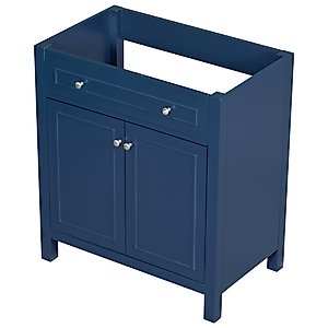 QuixotYDDZ 30" Bathroom Vanity Base Only Without Sink, Bathroom Vanity Cabinet White Bathroom Storage Cabinet with 2 Close Doors and Adjustable Shelf, Solid Wood Frame and MDF Board, Blue