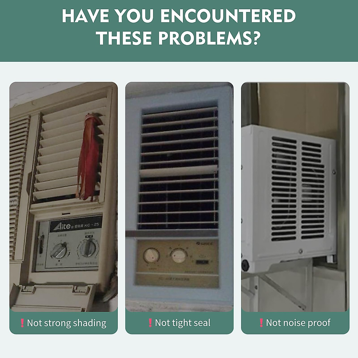 ZENGSHI LIFE MUSEUM Window Air Conditioner,Side Insulated Foam Panel, Summer/Winter Heat and Draft Insulating,Two-Piece Panels Window Seal,with 4 Pressure Strips (White) (White)