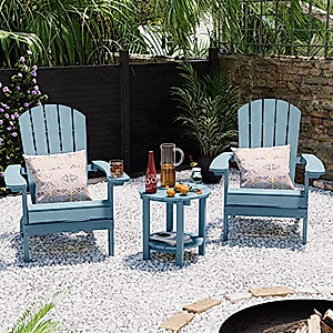 YEFU Adirondack Side Table, Double Outdoor Side Table, Poly Lumber end Table, Weather Resistant for Indoor, Patio, Pool, Porch, Backyard-Blue