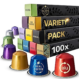 Mixed Variety Pack for Nespresso | 100 Test Winning Aluminum Capsules | 9 Distinctive Italian Flavors | 100% Nespresso Compatible Pods
