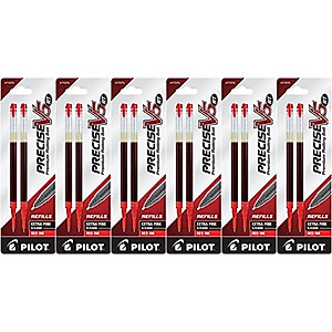 Value Pack of 6 - Pilot Precise V5 RT Liquid Ink Refill, 2-Pack for Retractable Rolling Ball Pens, Extra Fine Point, Red Ink (77275)