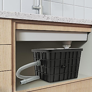 35L Upper Inlet Commercial Grease Trap, 7-stage Filtration 555Gal/h Under Sink Grease Trap, Plastic Grease Trap Under Sink for Restaurant Cafe, Waste Water Oil-water Separator