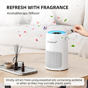 AromaRoom Air Purifiers for Bedroom, H13 HEPA Air Purifier for Home with Fragrance Sponge, Portable Air Cleaner for Smoke, Allergies, Pet Hair Dander, Odor, Dust, RGB Night Light, AP100-A (White)