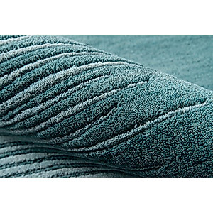 Momeni Rugs Delhi Collection 100% Wool Hand Carved & Hand Tufted Contemporary Area Rug, 8' x 10', Aqua Blue