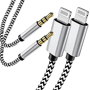 Aux Cord for iPhone 3.3Ft,[Apple MFi Certified] Lightning to 3.5mm Aux Audio Nylon Braided Cable Compatible with iPhone14/13/12/11/XS/XR/X 8 7 6/iPad/iPod to Car/Home Stereo, Speaker,Headphone All iOS