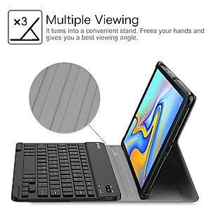 Fintie Keyboard Case for Samsung Galaxy Tab A 10.5 2018 Model SM-T590/T595/T597, Slim Shell Lightweight Stand Cover with Detachable Wireless Bluetooth Keyboard, Black