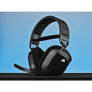 Corsair HS80 RGB WIRELESS Premium Gaming Headset with Dolby Atmos Audio (Low-Latency, Omni-Directional Microphone, 60ft Range, Up to 20 Hours Battery Life, PS5/PS4 Wireless Compatibility) Black