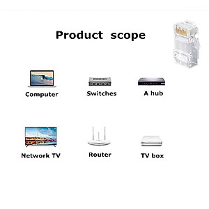 W-NECTOUN Cat6 Pass Through Connector,100-PACK Cat6 RJ45 Ends,UTP Network Plug for Solid Strand Cable