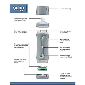 Subo Baby Food Bottle | No Mess Baby Toddler Self Feeder | Squeeze Free Design for Purees, Smoothies, Yogurt, Oatmeal, or Thickened Liquids | Reusable Silicone Washable Cup (Duck Egg Blue)