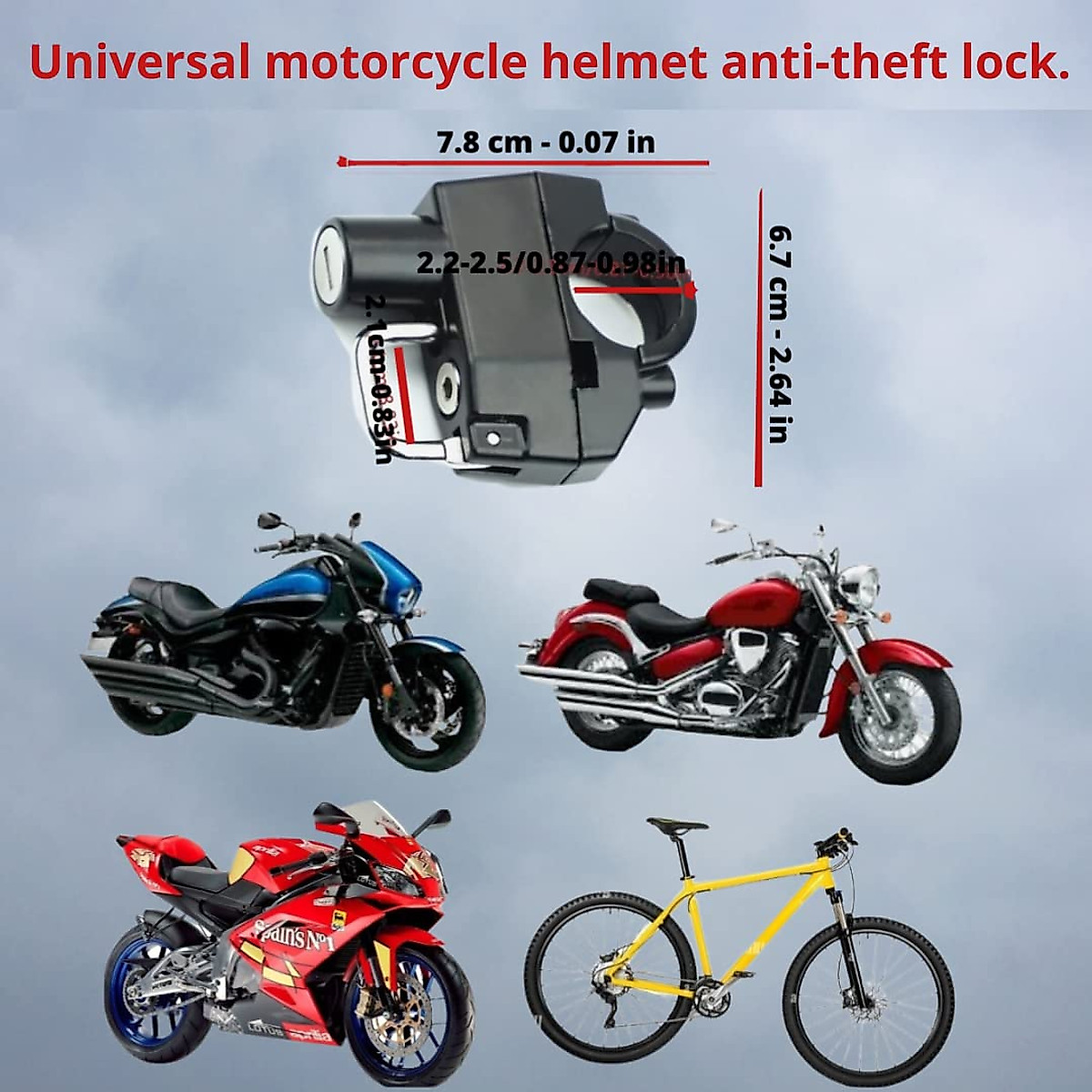 Motorcycle Helmet Lock, Universal Motorcycle Helmet Lock, Motorcycle Helmet Anti-Theft Lock, Motorcycle Helmet Anti-Theft Accessory