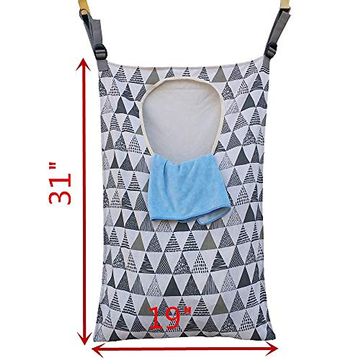 Amlrt Door Wall Hanging Laundry Hamper with Stainless Steel Hooks