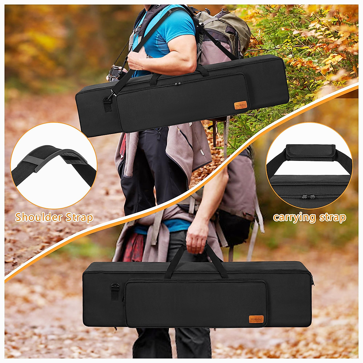 TORIBIO Tripod Case Bag Water-resistant Lightweight Multifunctional 40"x8.2"x8.2"/102x21x21cm Tripod Carrying Case with Shoulder Strap for Lights, Speakers, Cameras, Booms, Microphone Stands