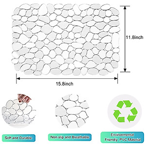 2 Pack Kitchen Sink Mat Pebble Sink Mats for Stainless Steel Sink, PVC Eco-friendly Sink Protector for Bottom of Kitchen Sink, Porcelain, Dishes and Glassware, Fast Draining, 15.8 x 11.8 In (Clear)
