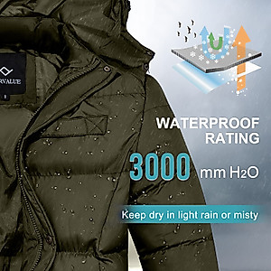 FARVALUE Mens Winter Coats Warm Puffer Jacket Thicken Winter Parka Padded Outwear with Hood Army Green Medium