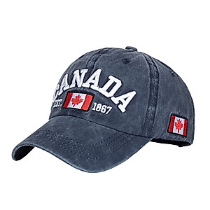 Foetest Adjustable Cap Cotton Hat Baseball Cap Canada Cap Hat Flag Cap Casual Headwear Embroidery Navy