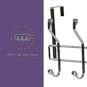 Home Basics 3 Dual Hook Over the Door Hanging Organizing Rack, Multi-purpose for Hanging Clothes, Towels, Coats, Rust Resistant, Chrome
