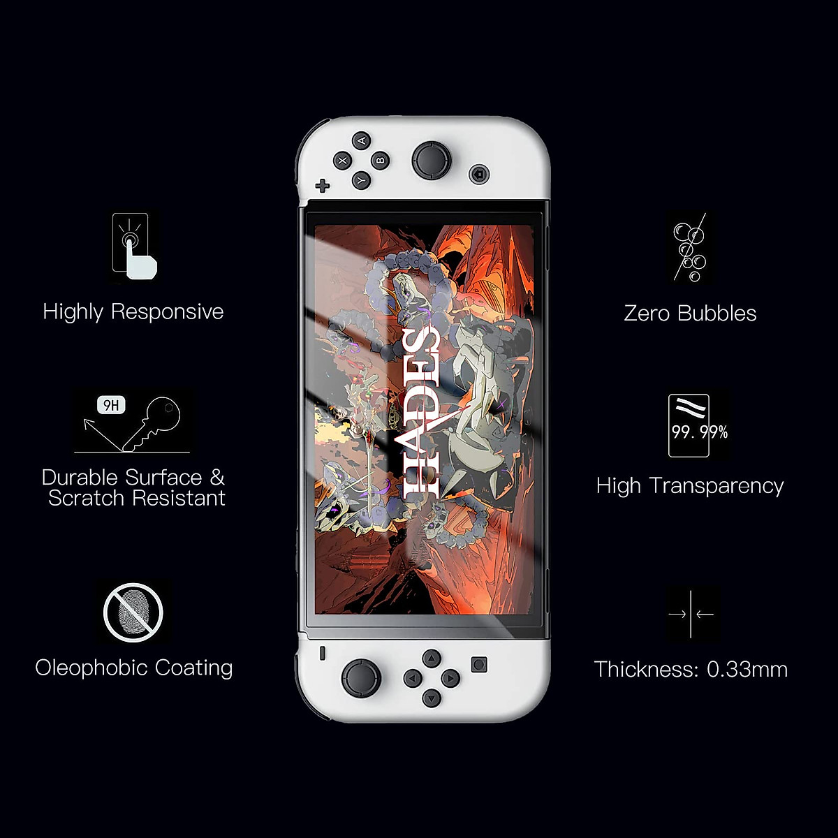 MAEXUS Switch OLED Screen Protector, Tempered Glass Screen Protector, Transparent HD Screen Protector for Nintendo Switch OLED, Anti-Fingerprint Bubble-Free (2 Pcs)